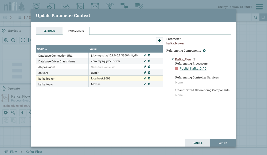 Adding a Parameter to a Parameter Context