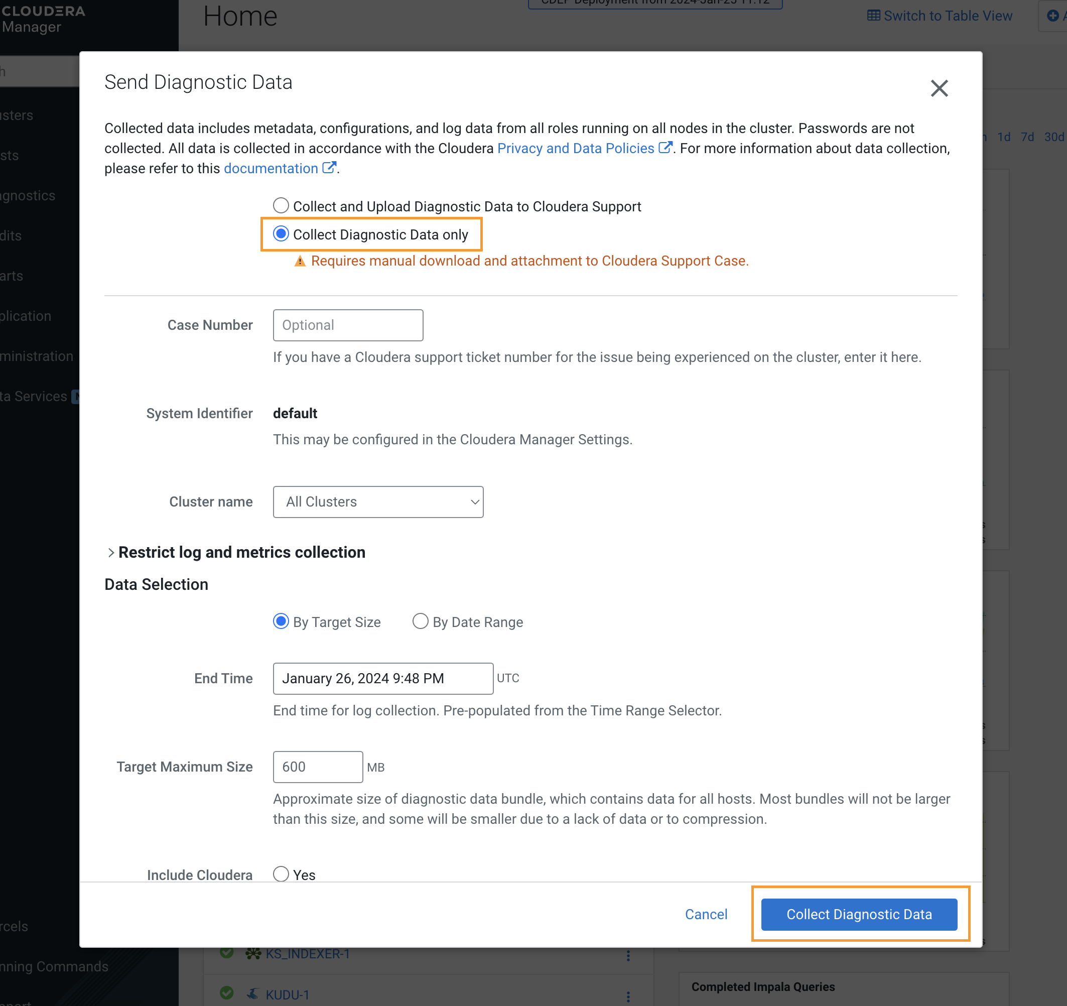 Collecting diagnostic data