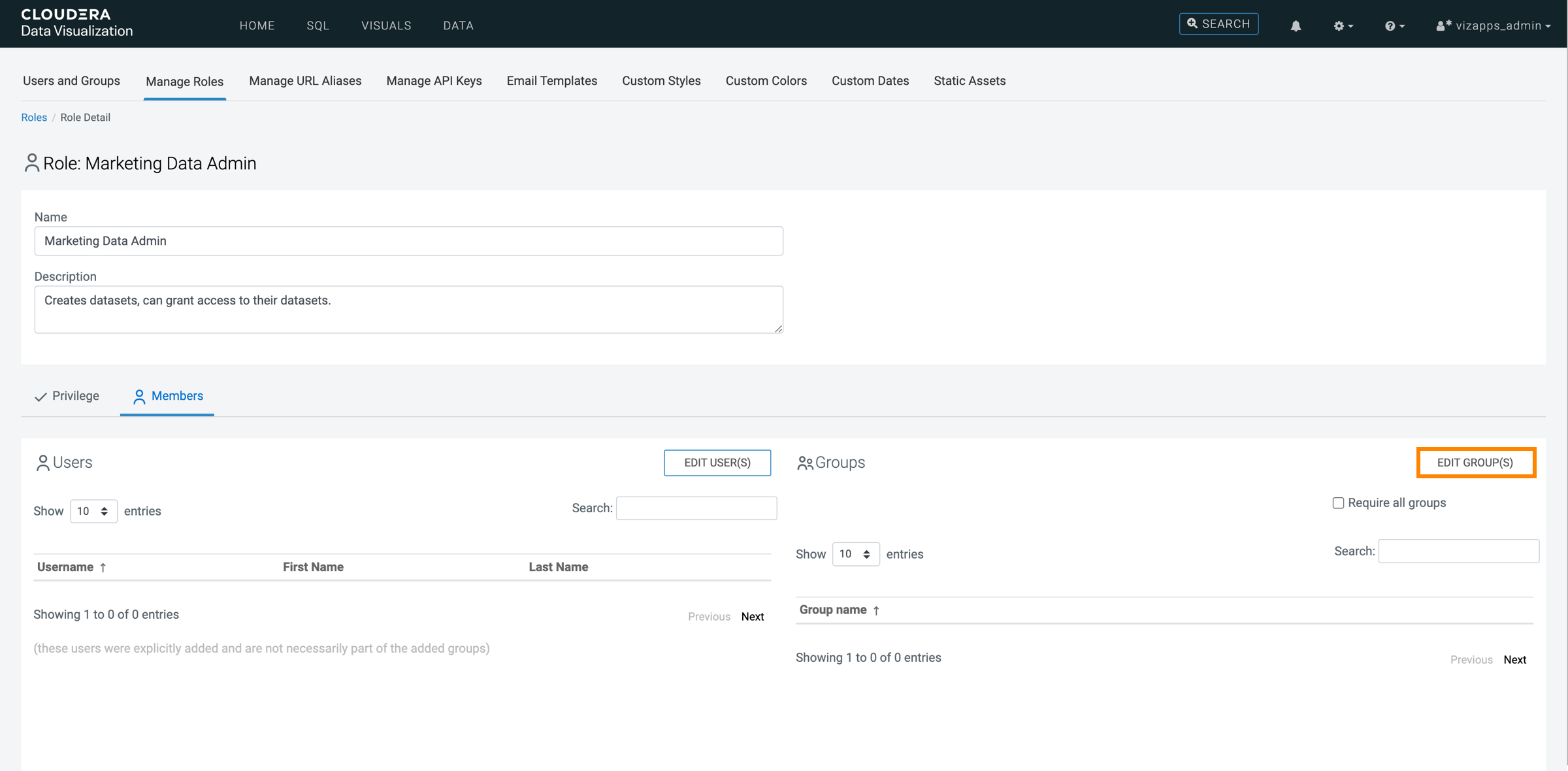 Assigning groups to roles