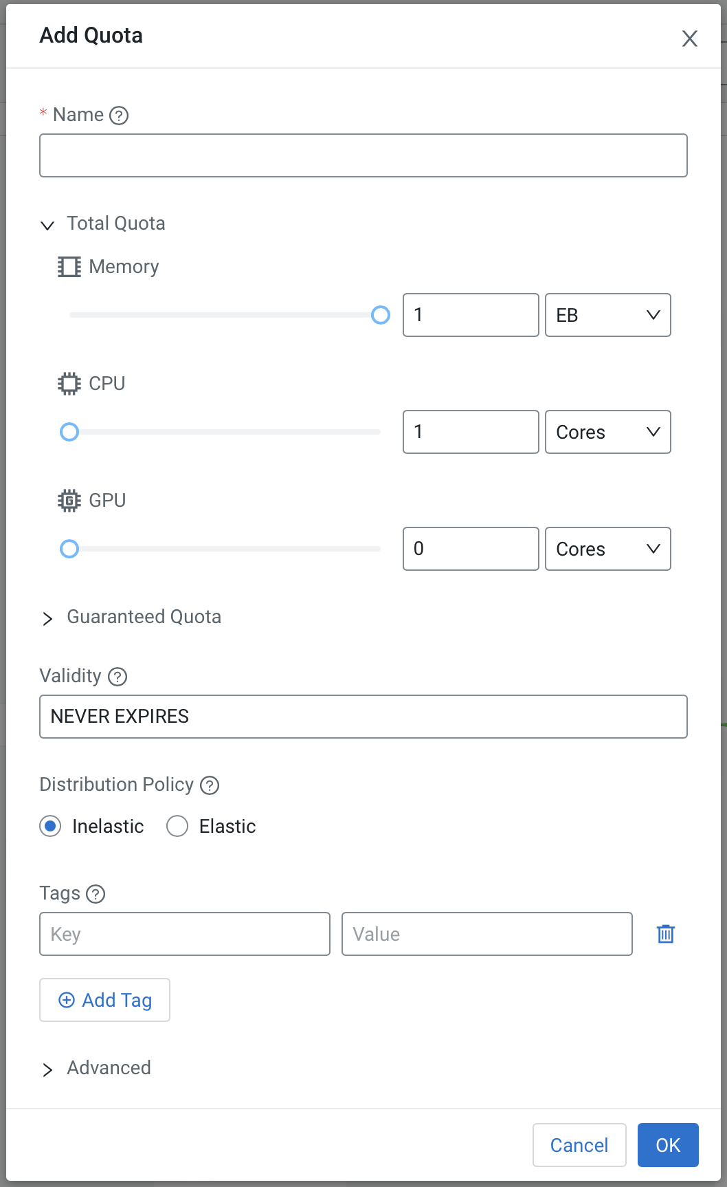Managing cluster resources using Quota Management
